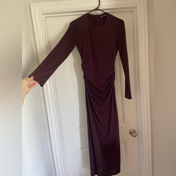 Zara | Dresses | Zara Deep Purple Long Sleeve Dress | Poshmark